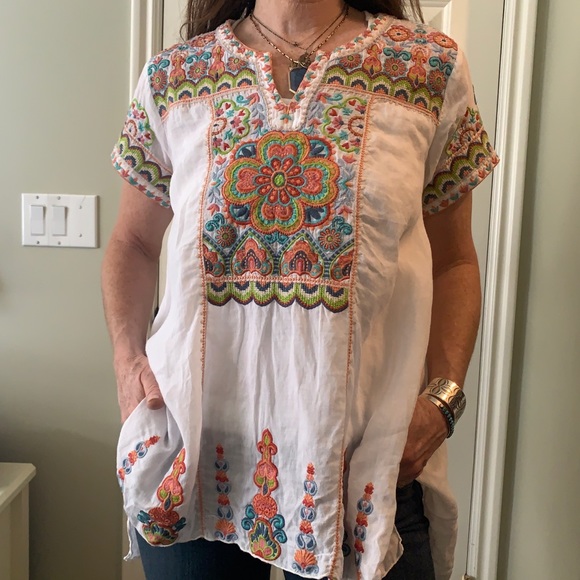 Johnny Was | Tops | Johnny Was For Sundance Embroidered Linen Top ...